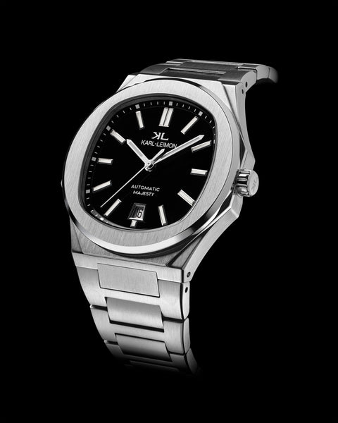 3Hands Date Lacquer Black - KARL-LEIMON Watches